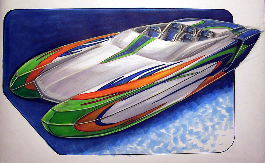 drawing, cars, boats, motorcycles, automotive renderings